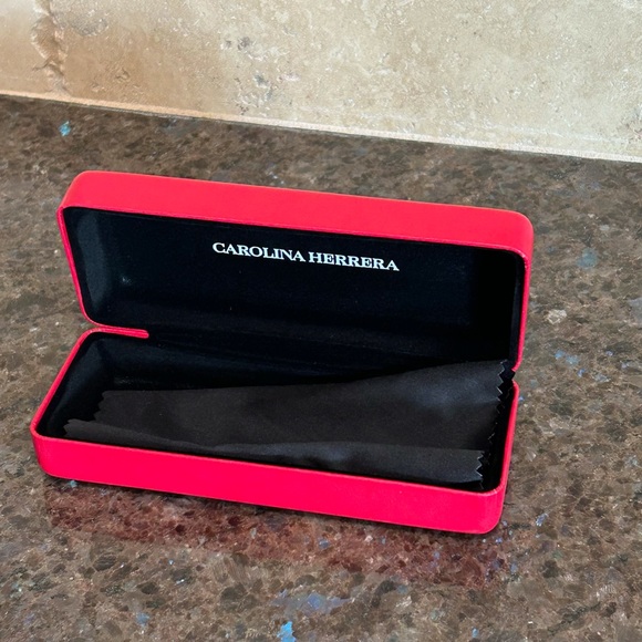 Accessories | Carolina Herrera Red Glasses Case With Black Interior ...
